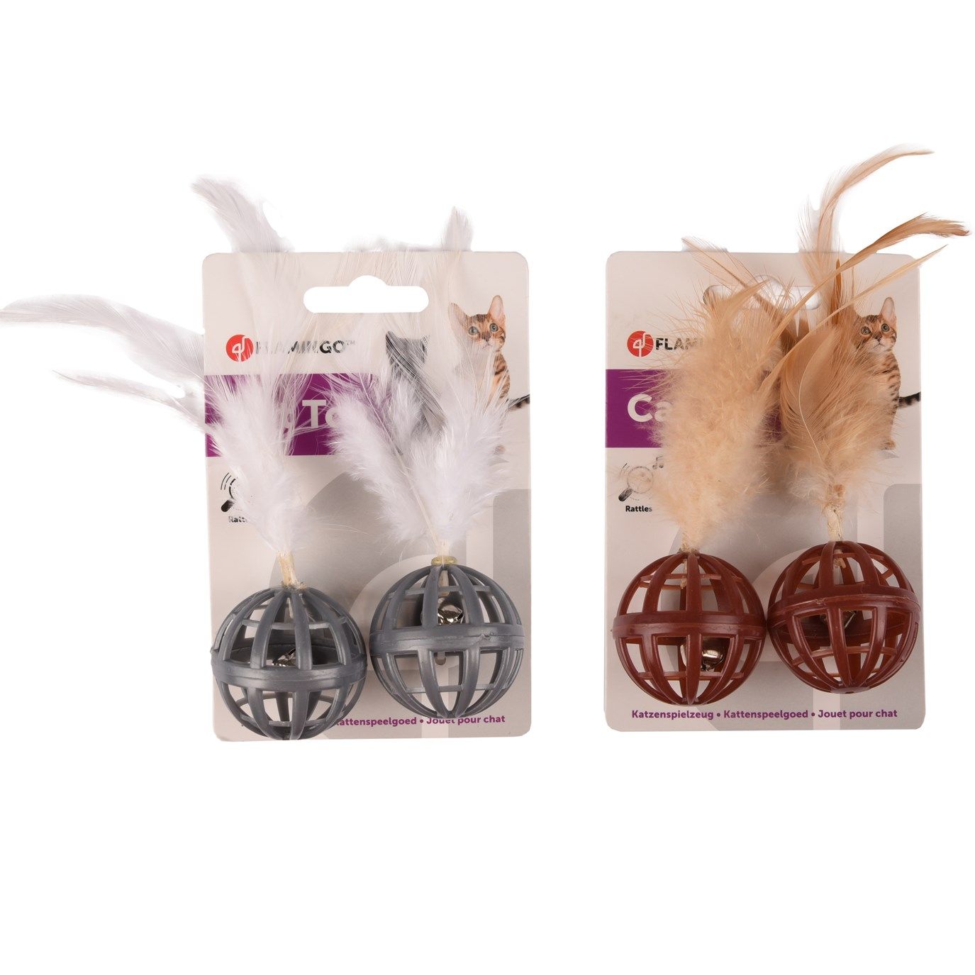 Flamingo Ball & Feather 2pk | Absolute Pets