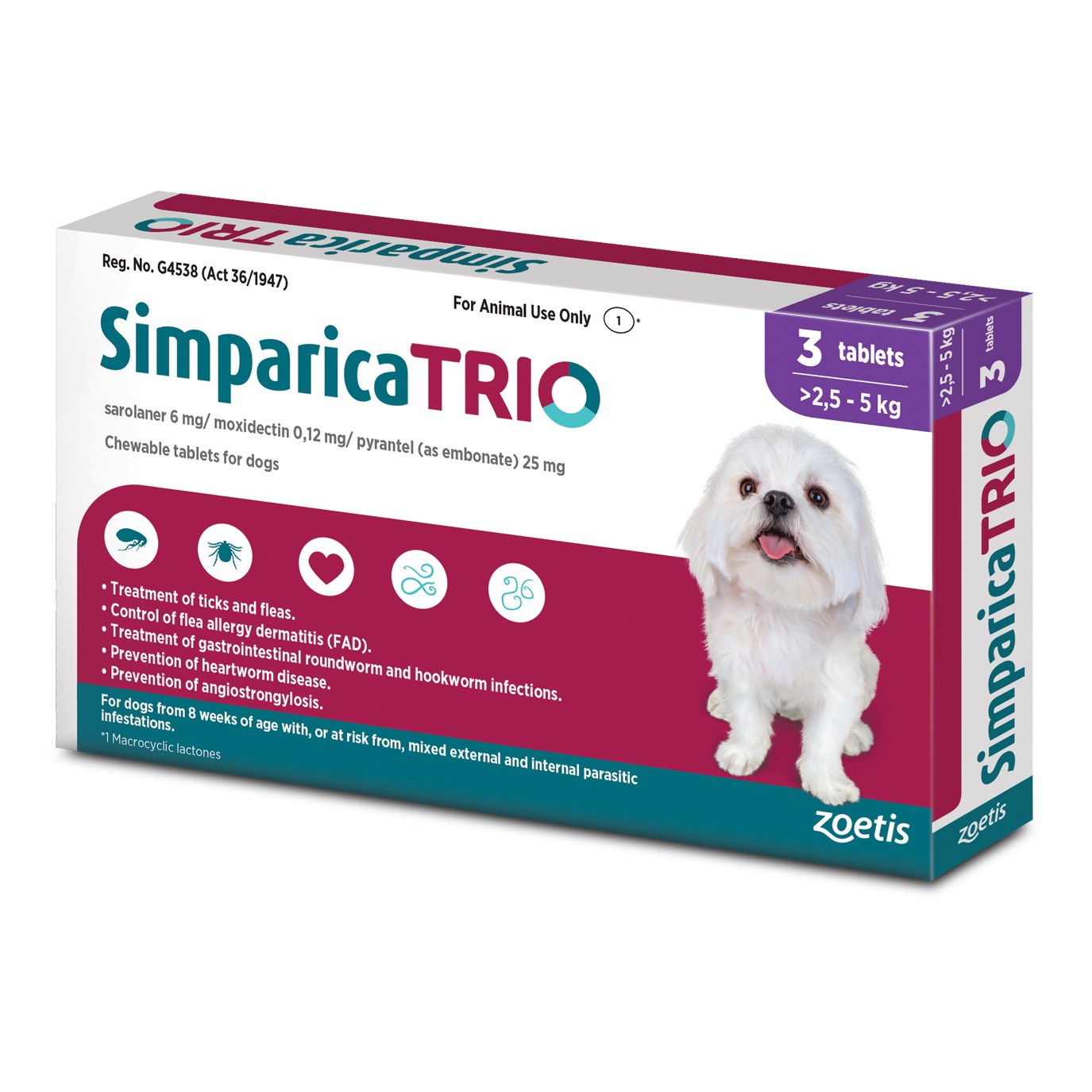Simparica Trio (2.6 kg - 5 kg) | Absolute Pets