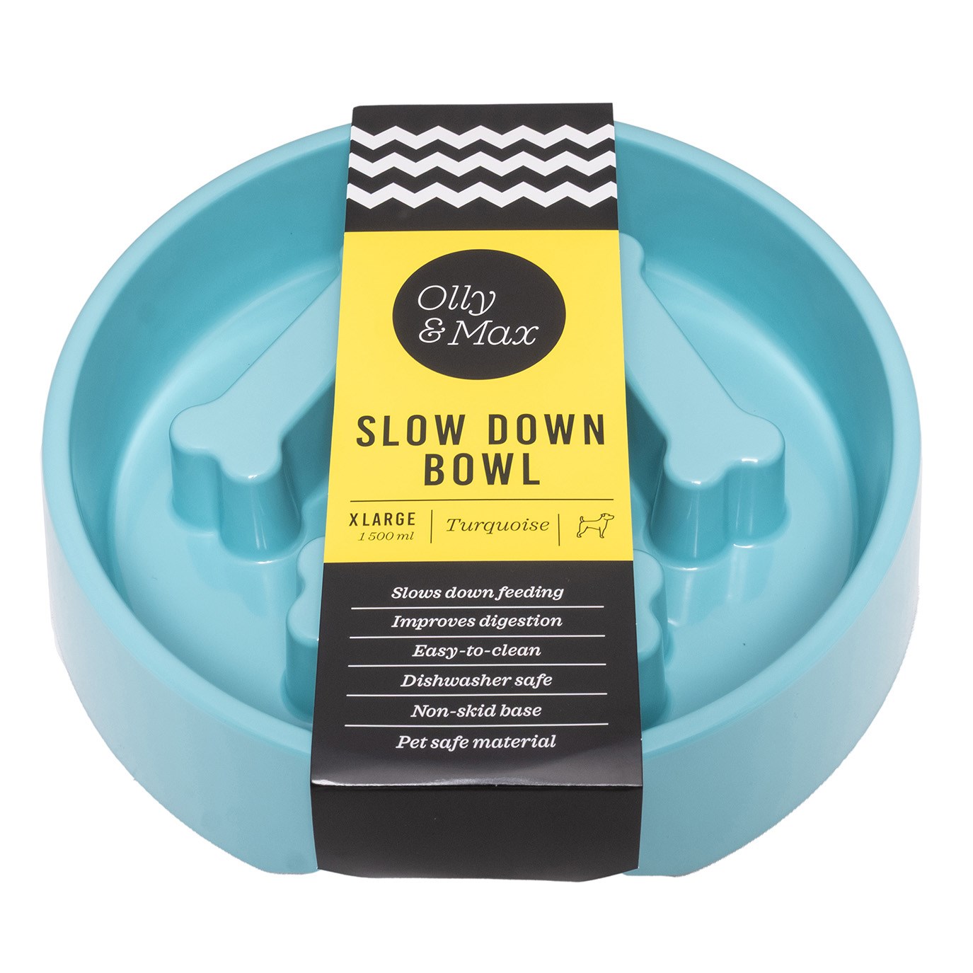 Olly & Max Slow Down Bowl (Turquoise) | Absolute Pets