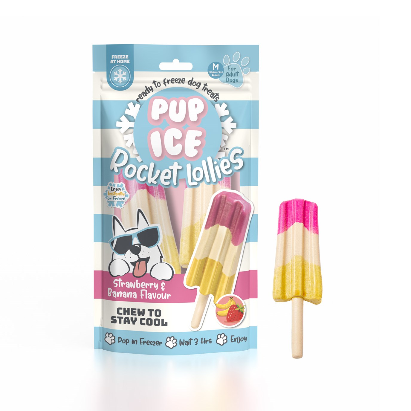 Pup Ice Fruity Lollies - Strawberry & Banana (2 pack) | Absolute Pets