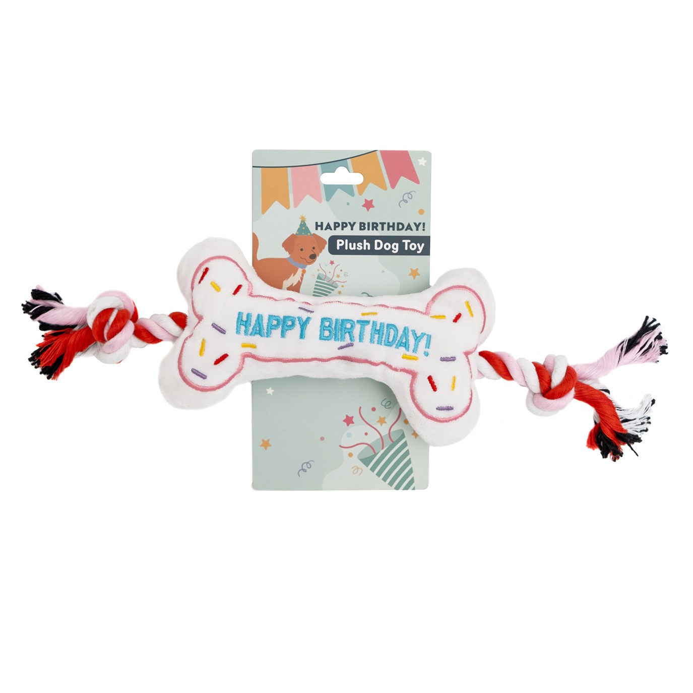 Happy Birthday Bone & Rope (White) | Absolute Pets